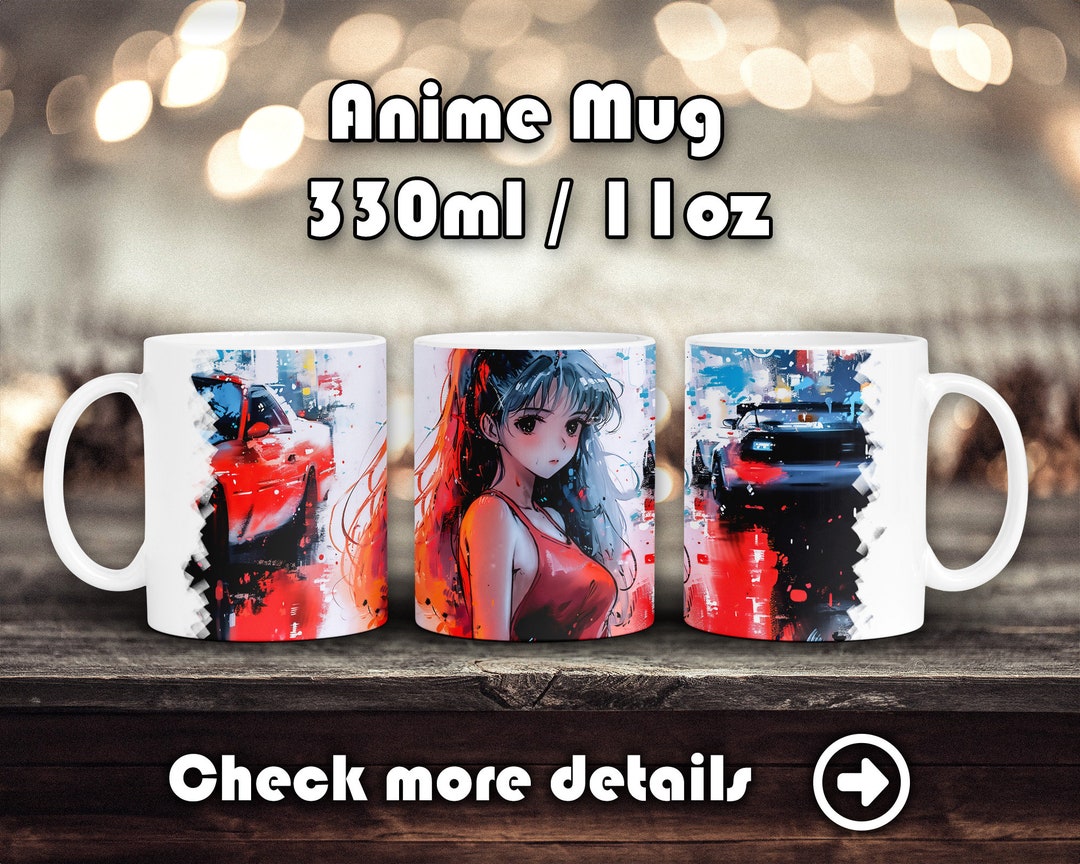 Ceramic Anime Retro Girl Mug, Glossy Coffee Cup, Otaku Gift Merch ...