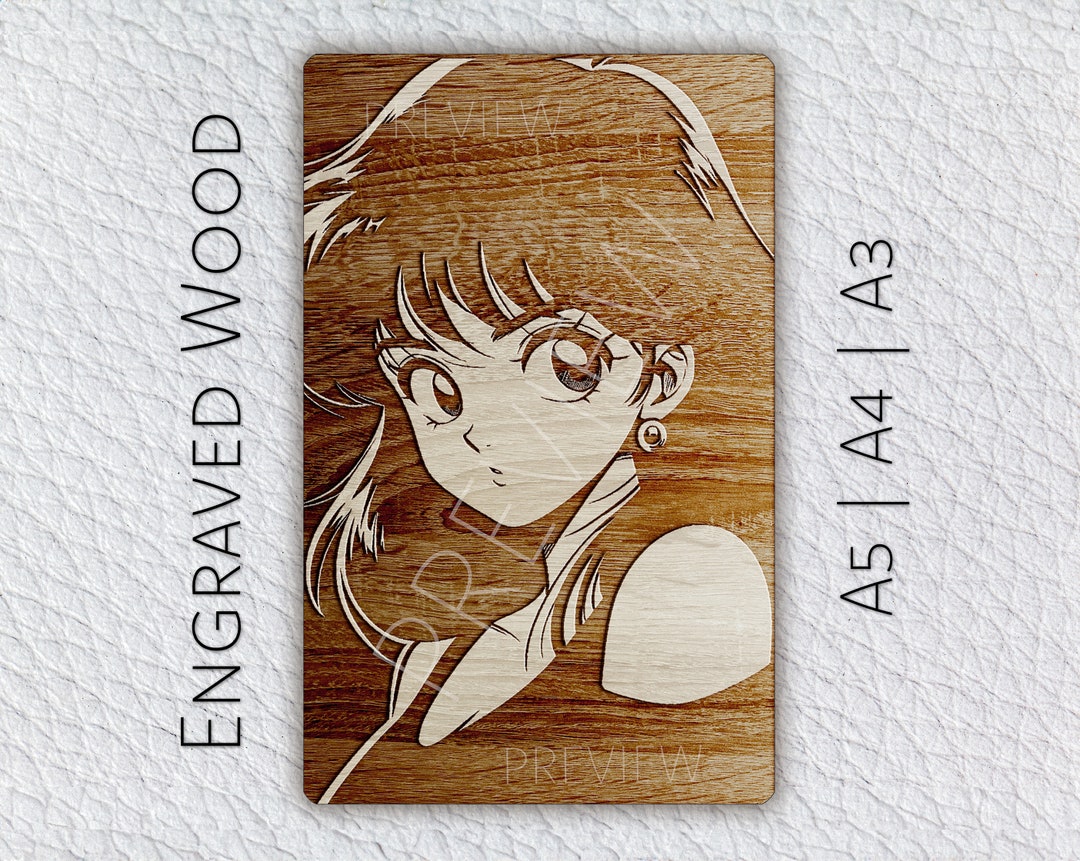 Wooden Retro Anime Girl Poster - Engraved Wooden Art 90s 80s Oldschool ...