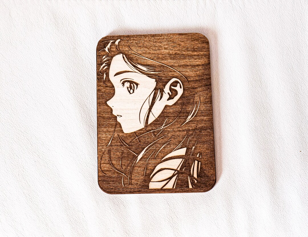 Wooden Anime Girl Portrait - Engraved Art Poster of Beautiful Anime ...