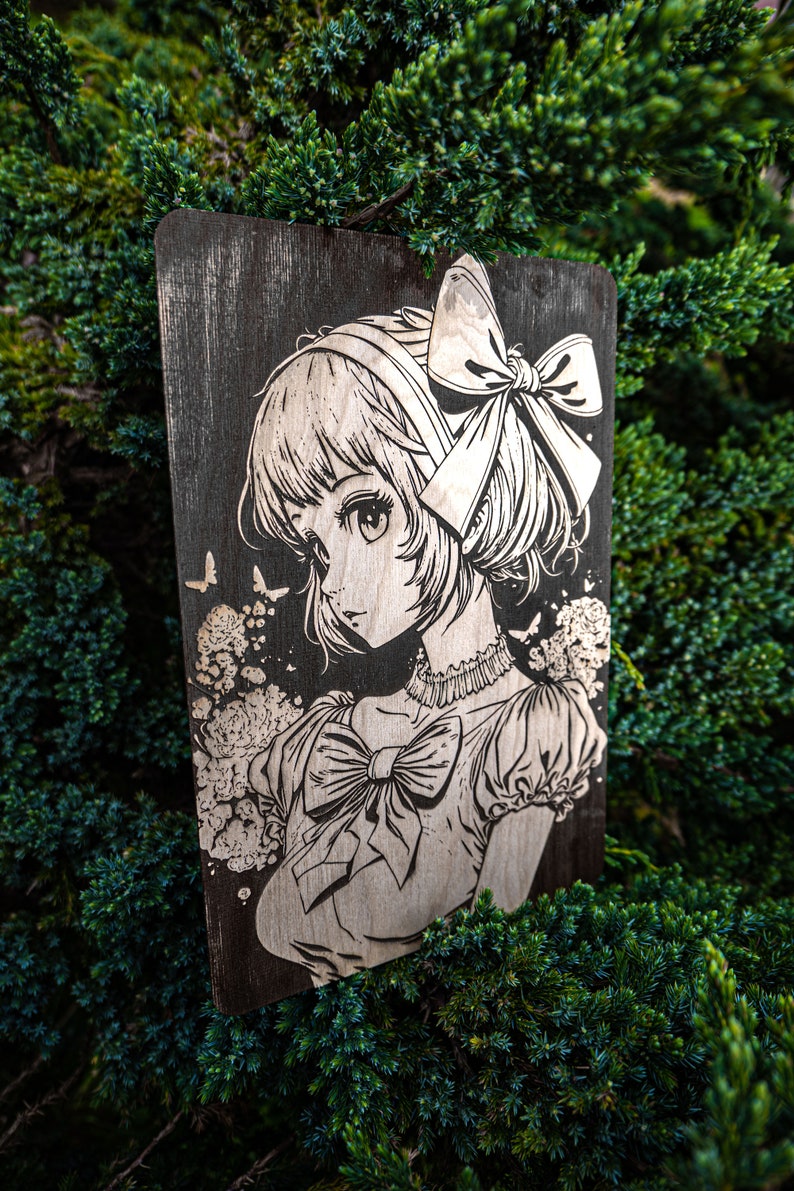 Wooden Anime Girl Portrait Engraved Art of Beautiful Anime - Etsy
