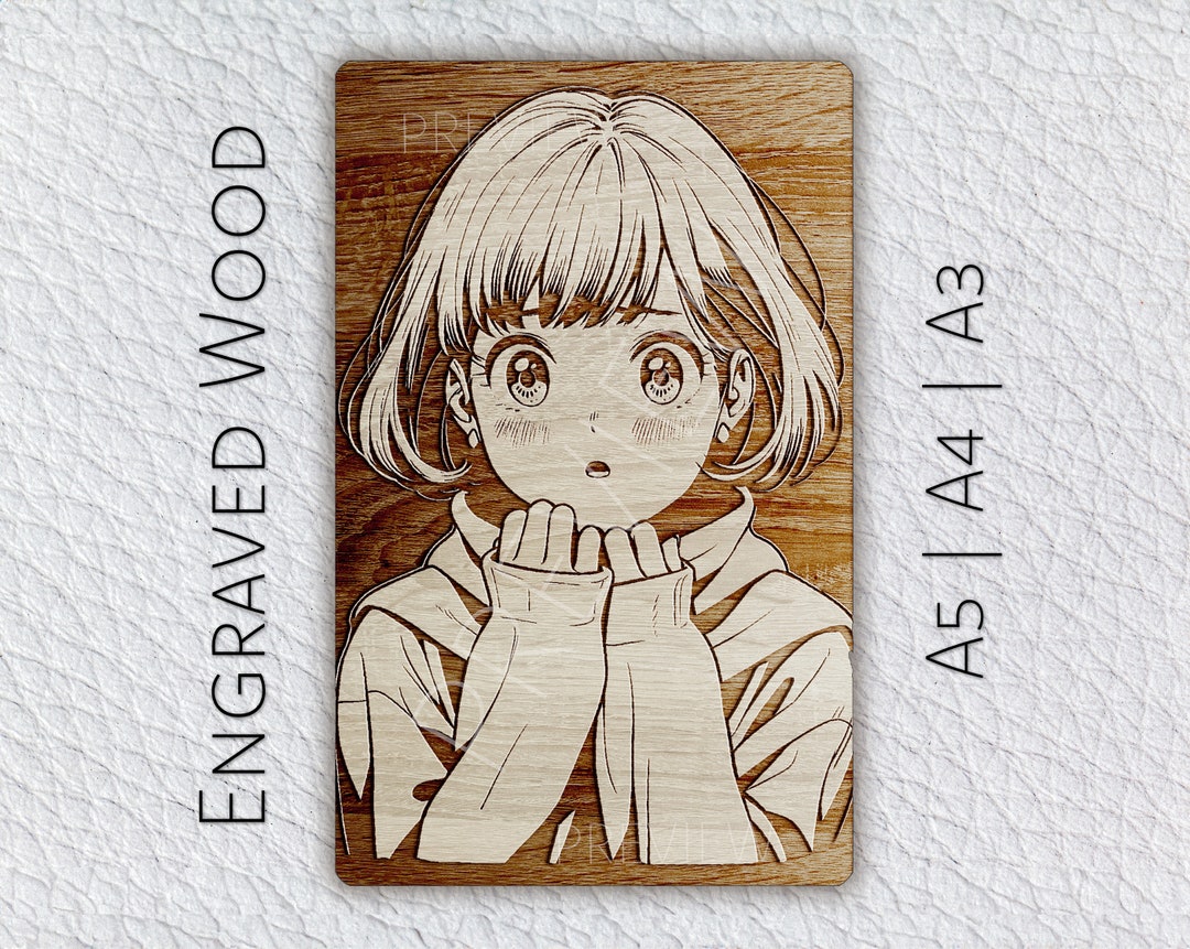 Wooden Retro Anime Girl Portrait - Engraved Art 90s 80s Oldschool ...