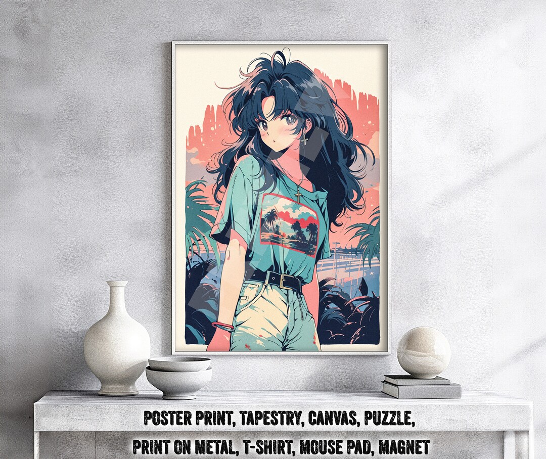 Anime Poster Cute Anime Girl Kawaii – Classic Retro Otaku Gift, Manga ...