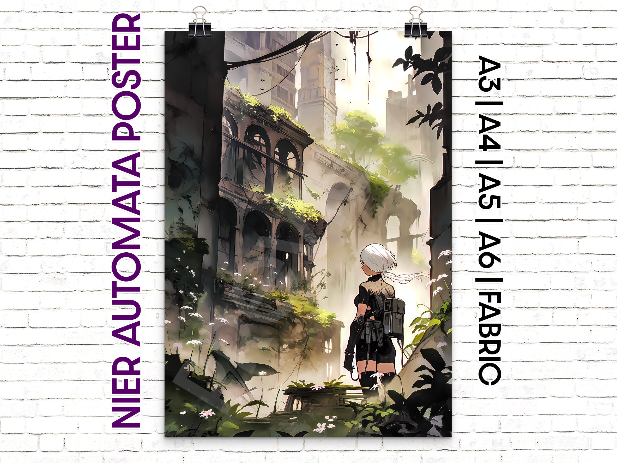 Set of 4 Posters JRPG Game Character Tapestry, Watercolor Colorful High ...