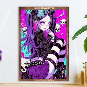 Anime Edgy Wall Art, Anime Girl Painting Gift, Emo Poster - Etsy