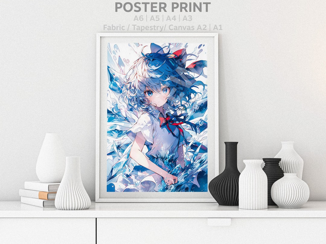 Touhou Poster Cirno Watercolor Anime Girl Colorful High Unique - Etsy
