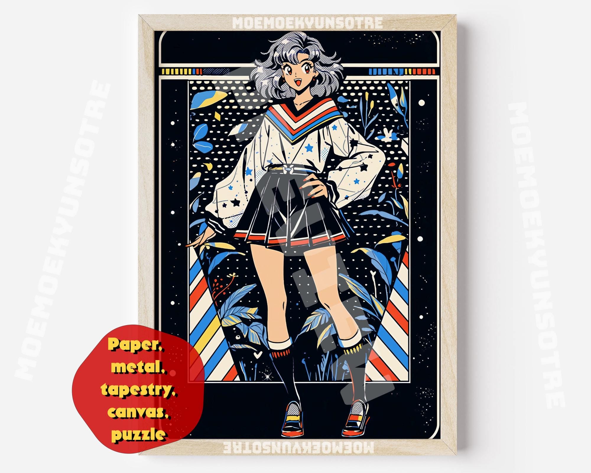 Vintage Anime Girl Poster, Cute Otaku Gift, Retro Oldschool Waifu Gal ...