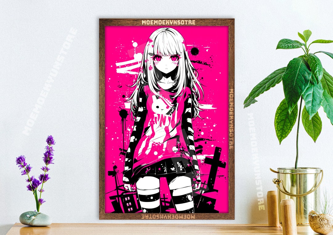 Anime Wall Art, Anime Girl Painting Gift, Edgy Emo Manga Style Tapestry ...