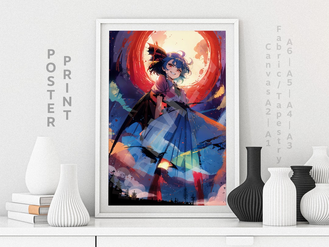 Touhou Poster Remilia Scarlet Watercolor Anime Girl Colorful Waifu ...