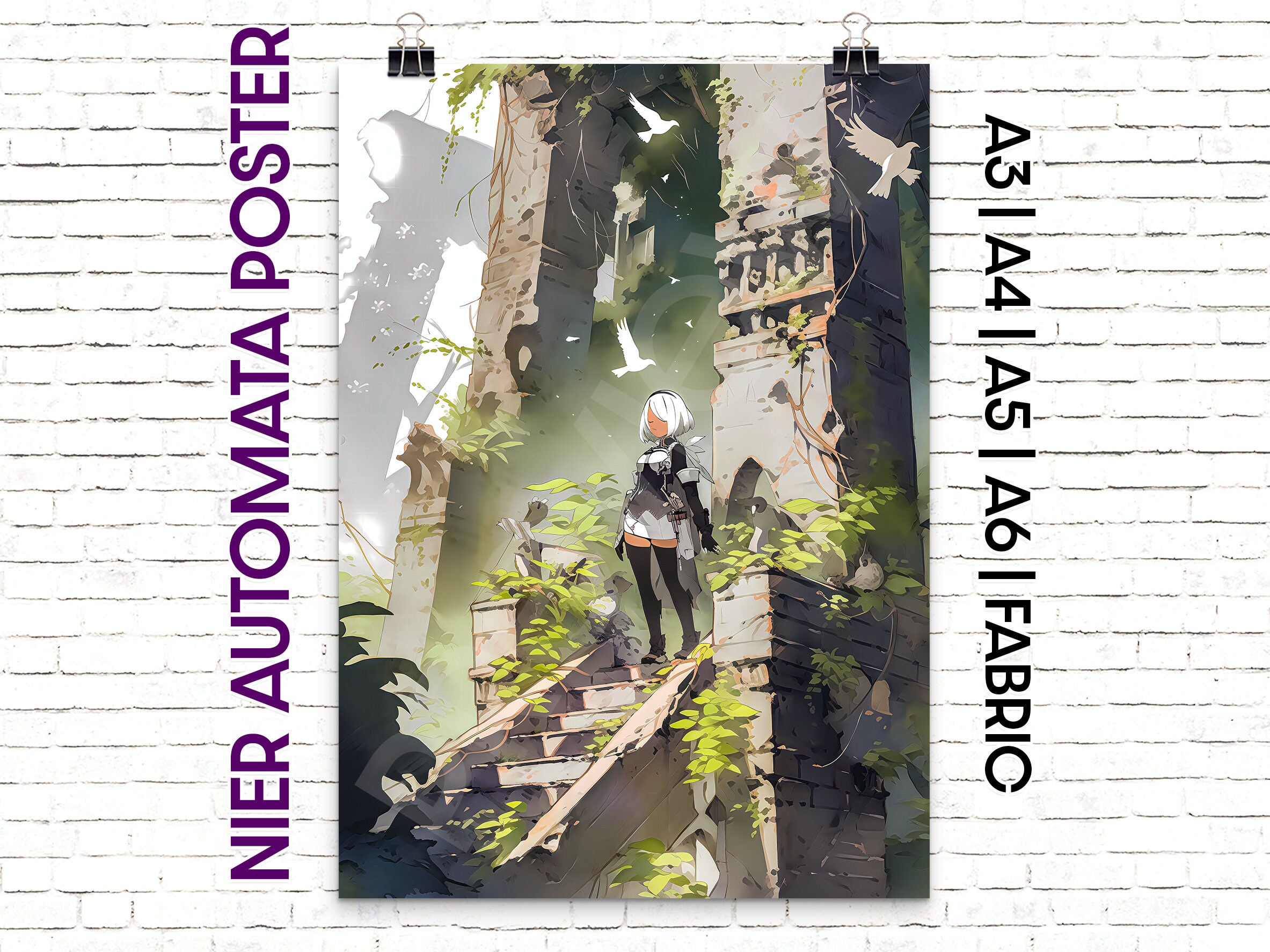 Set of 4 Posters JRPG Game Character Tapestry, Watercolor Colorful High ...