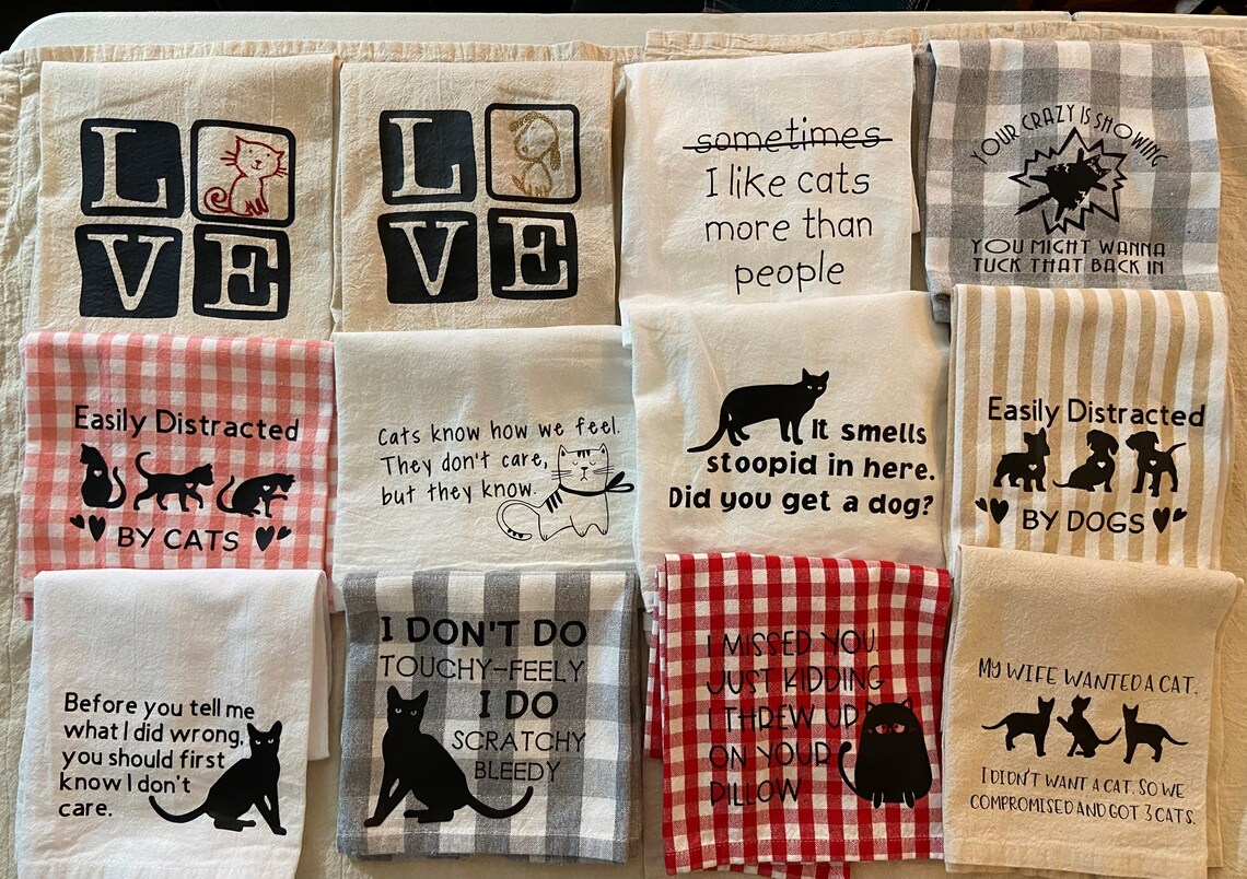Pet Themed Kitchen Towels Cats and Dogs - Etsy