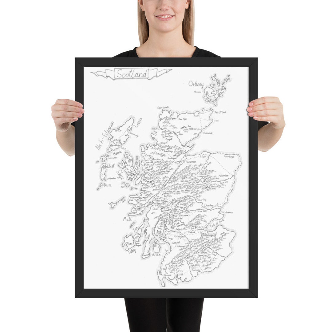 Framed Fantasy Style Map of Scotland - Etsy