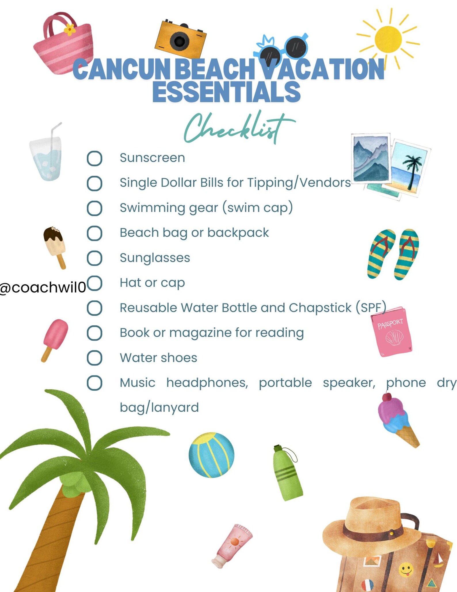 Cancun All Inclusive Resort Travel Checklist - Etsy