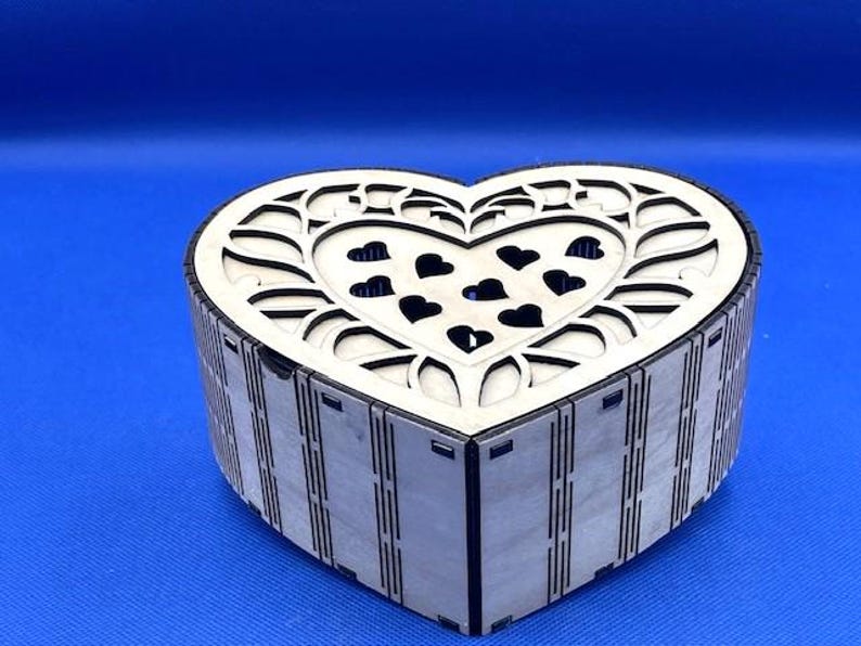 Valentine Heart-shaped Laser Cut Wood Box #21 - Etsy