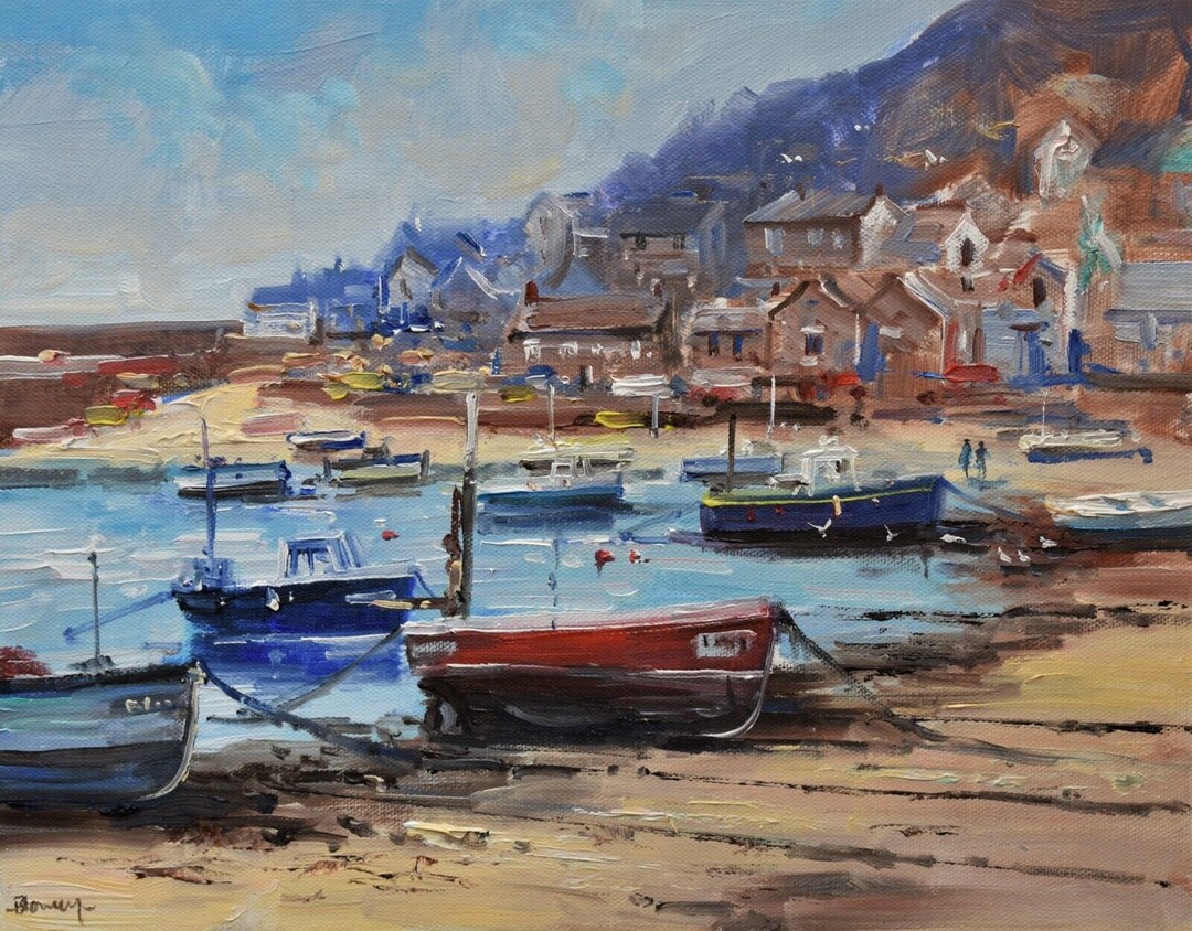 Richard Blowey Original Oil Painting Boats at Mousehole Cornwall ...