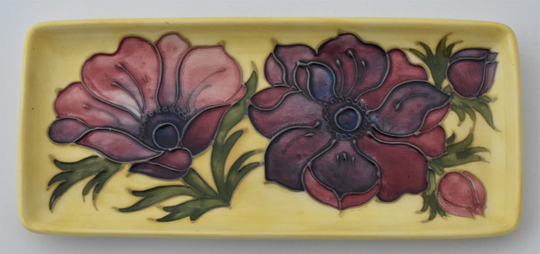 Vintage Moorcroft Pottery Tray Dish With Floral Design Flowers ...