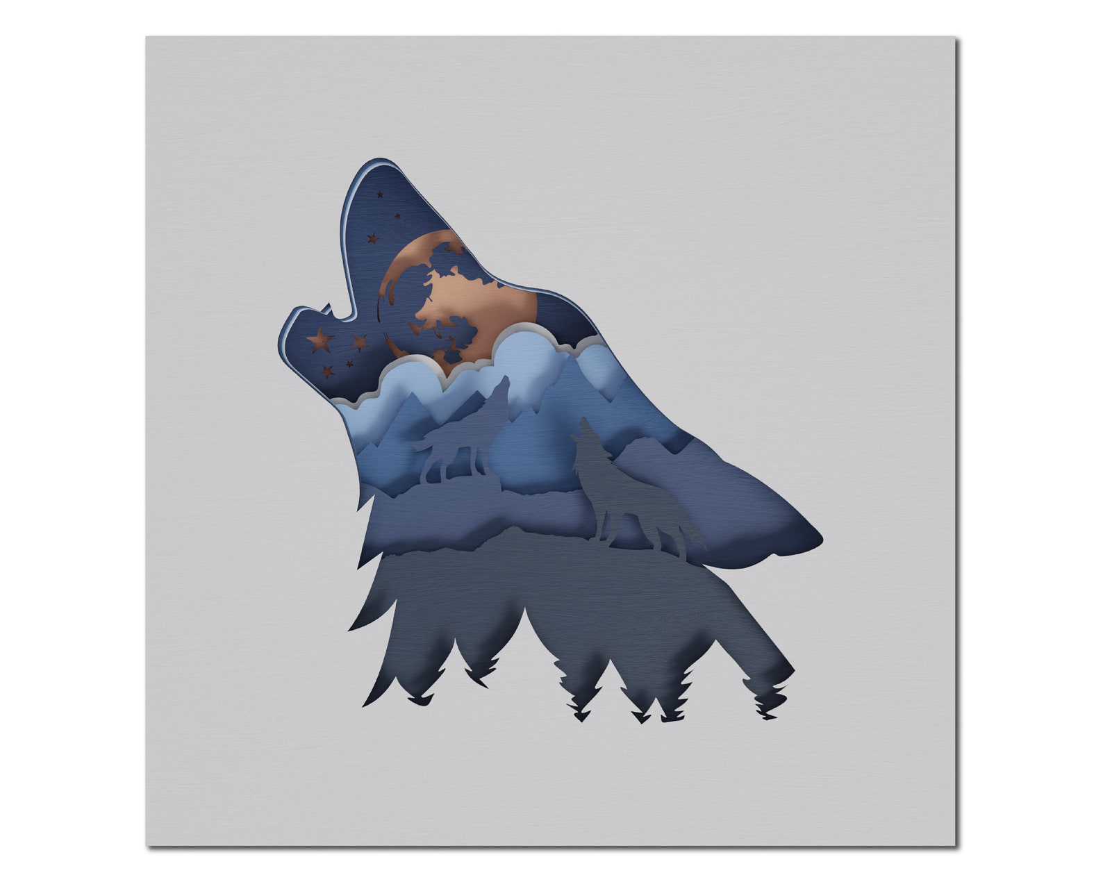 Multi-layer Wolf, Layered SVG, Laser Cut DXF, Svg for Cricut ...