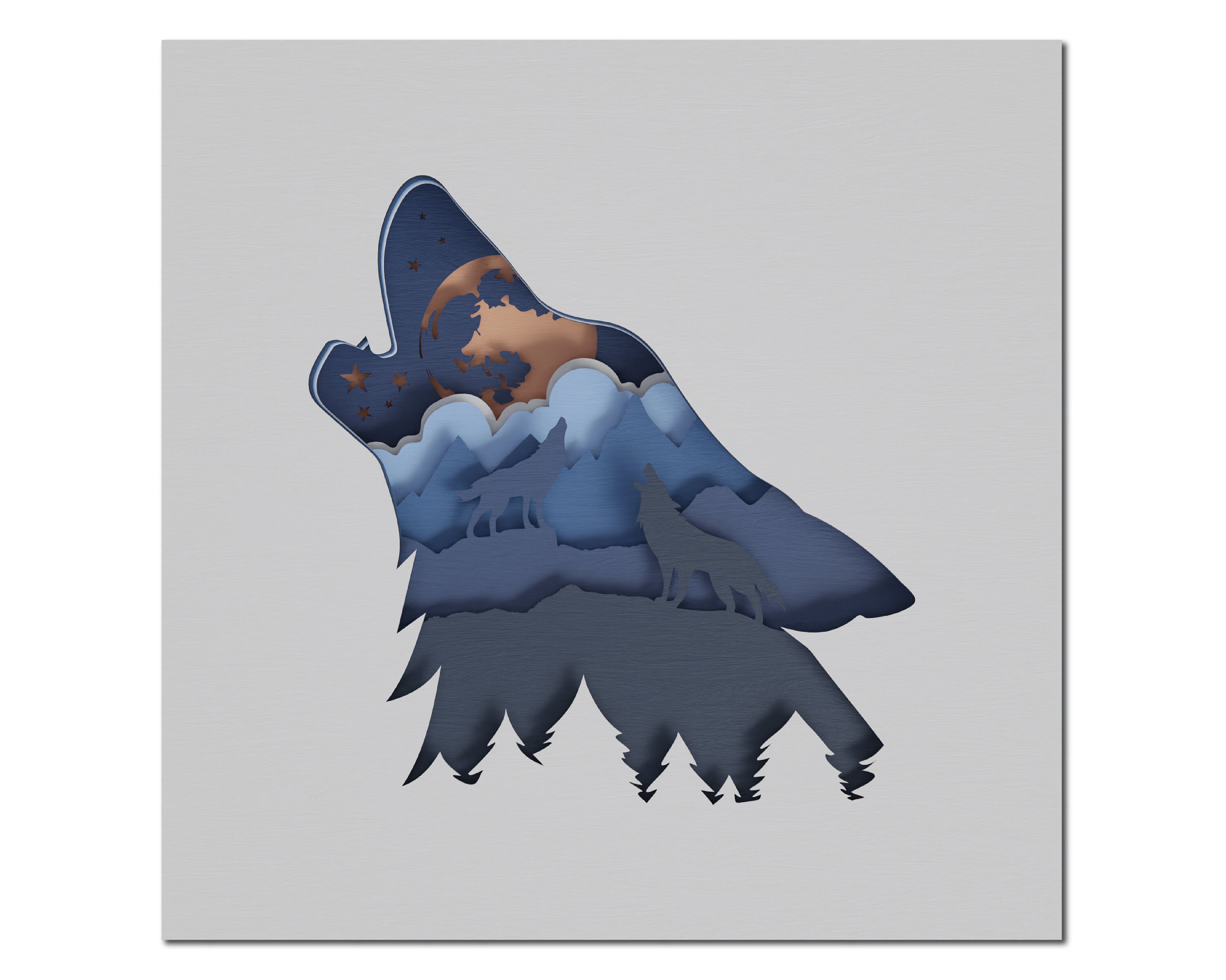 Multi-layer Wolf, Layered SVG, Laser Cut DXF, Svg for Cricut ...