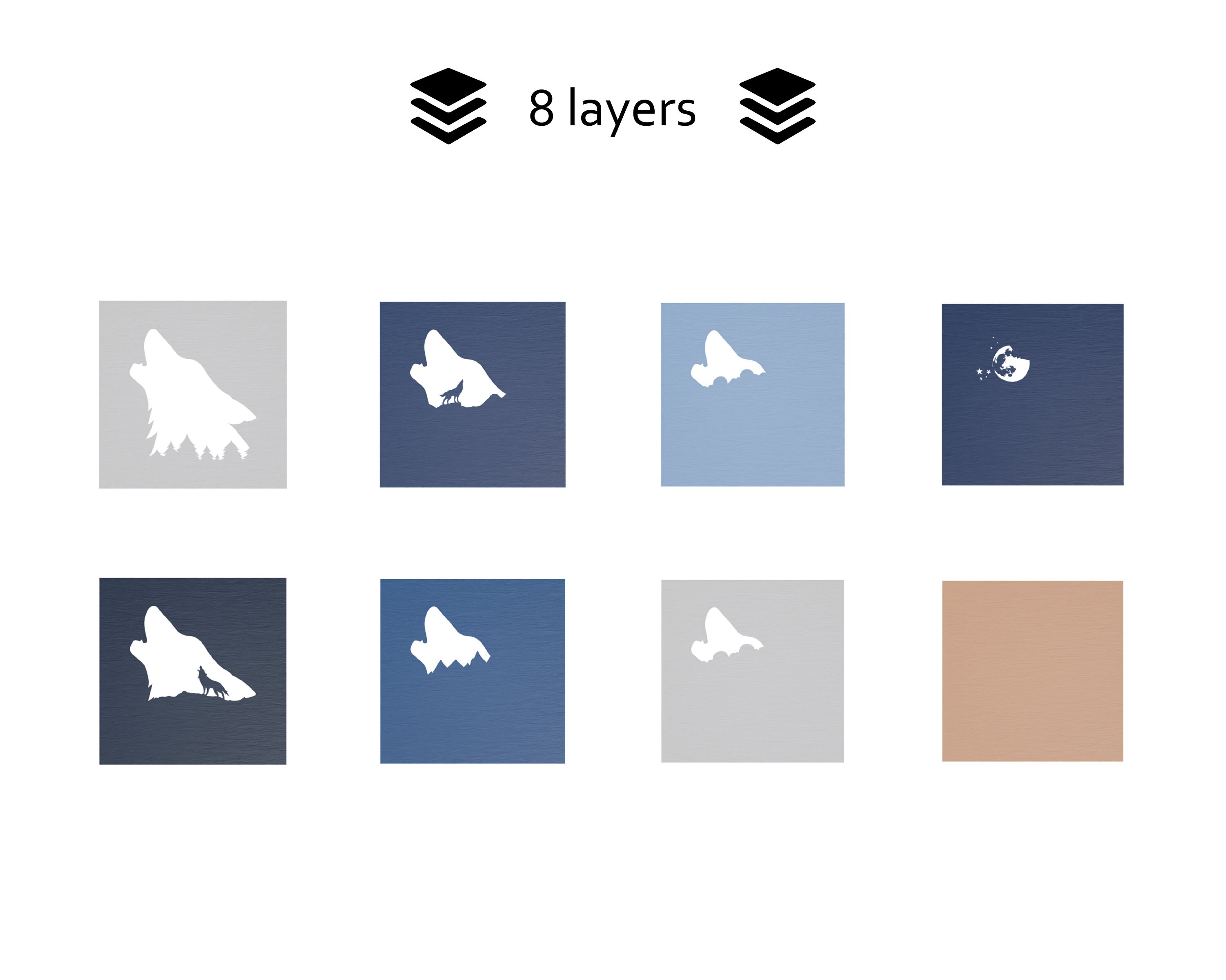 Multi-layer Wolf, Layered SVG, Laser Cut DXF, Svg for Cricut ...