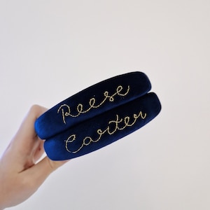 Personalised Hand Embroidered Velvet Name Headband - Etsy UK