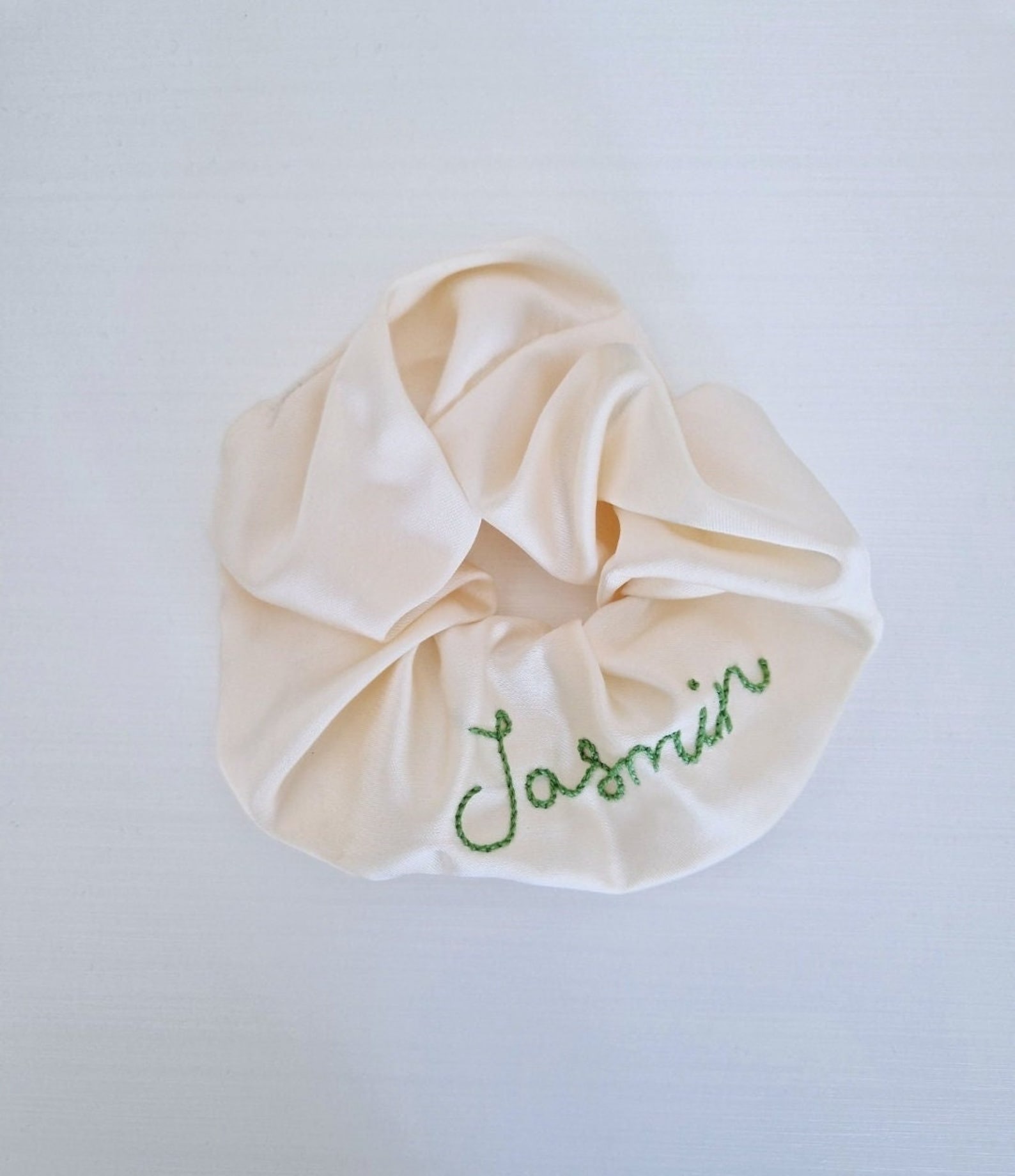 Personalised Hand Embroidered Satin Scrunchie - Etsy