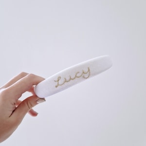 Personalised Hand Embroidered Velvet Name Headband - Etsy UK