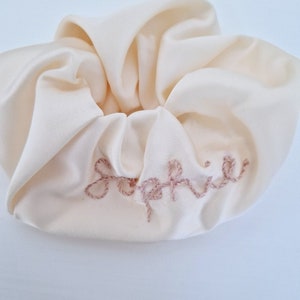 Personalised Hand Embroidered Satin Scrunchie - Etsy