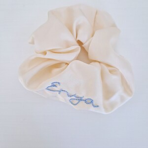 Personalised Hand Embroidered Satin Scrunchie - Etsy