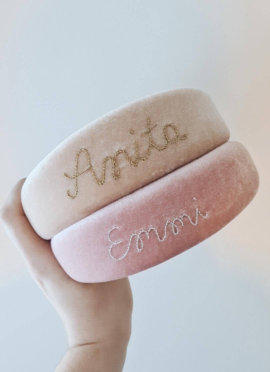 Personalisd Hand Embroidered Velvet Name Headband - Etsy