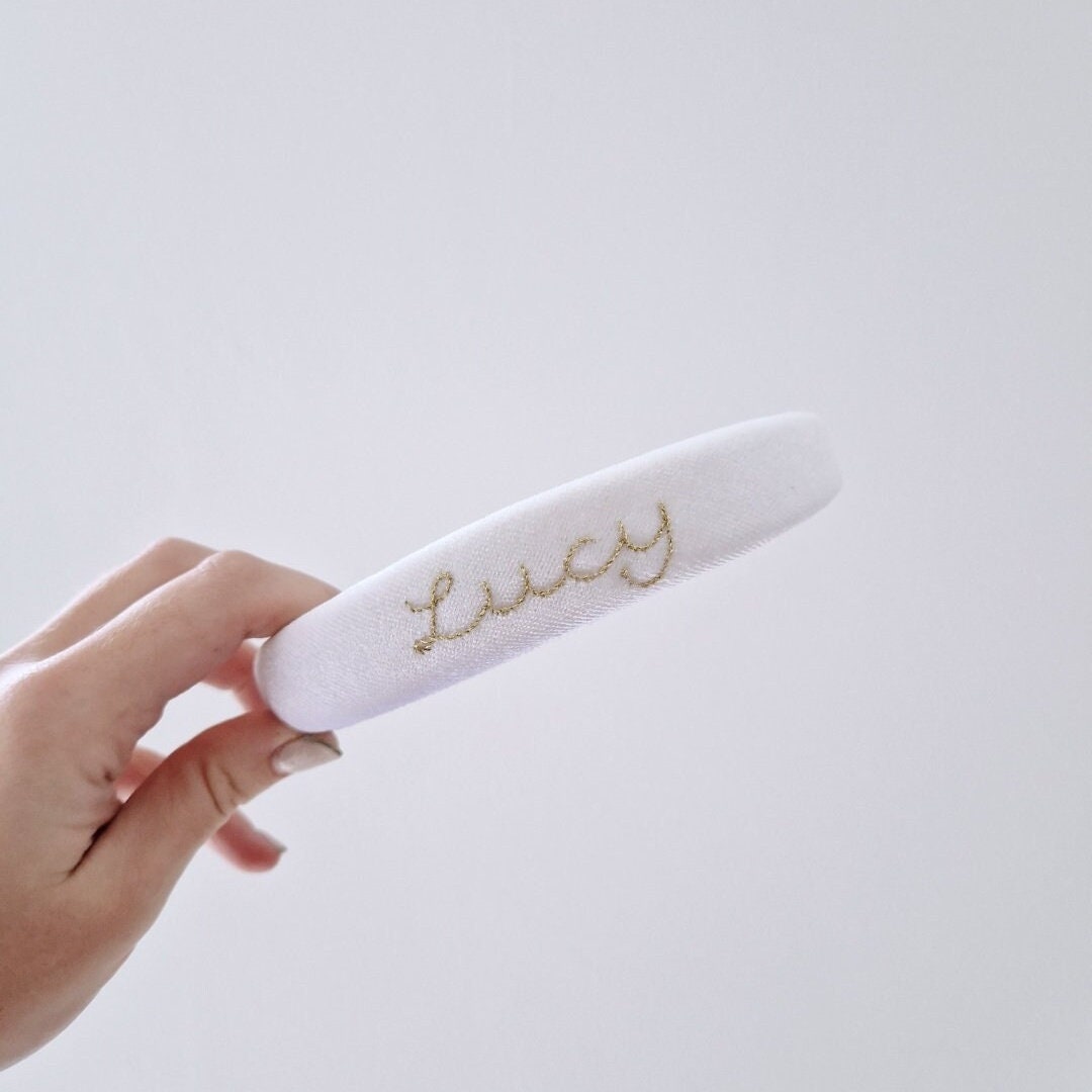 Bespoke Hand Embroidered Velvet Name Headband - Etsy