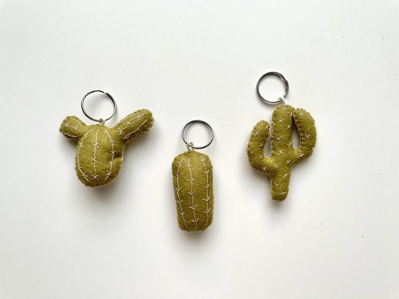 Cactus Keyring, Felt Cactus Keychain, Plant Lovers Gift, Back to School ...