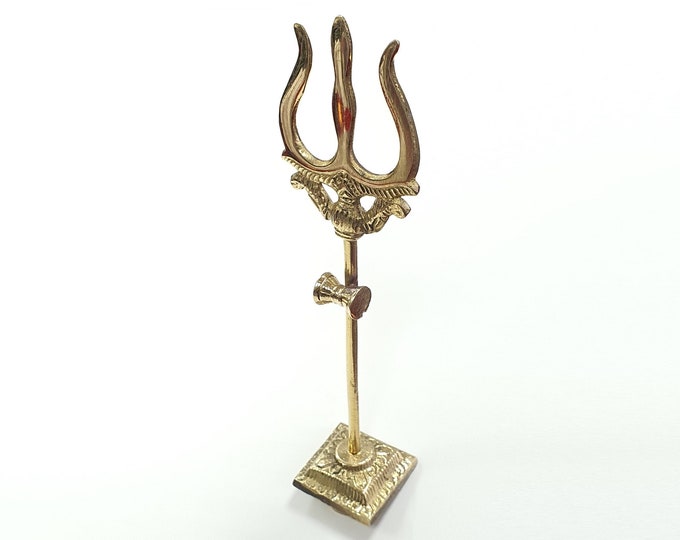 Brass Metal Trishul Trident With Stand 14 Cms and 11 Cms FREE Shipping ...