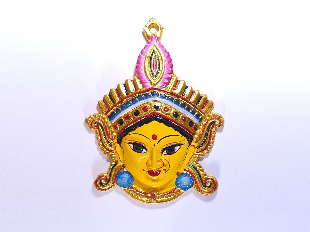 Goddess Durga Wall Hanging Face With Nose Ring, Solid Alloy, Built to ...