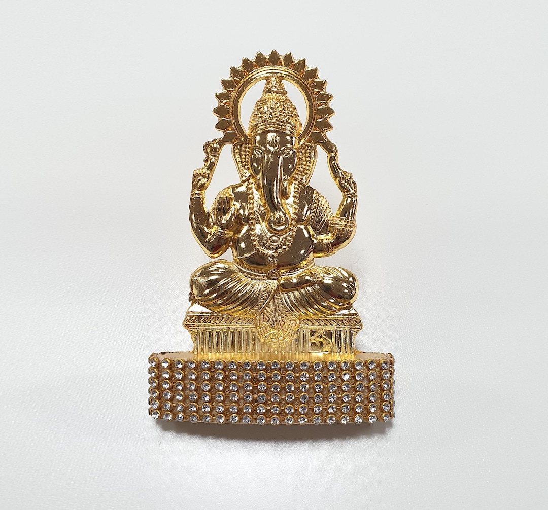 Lord Ganesh , Rare Stone Decorated, Gold Plated Idol Statue - Etsy