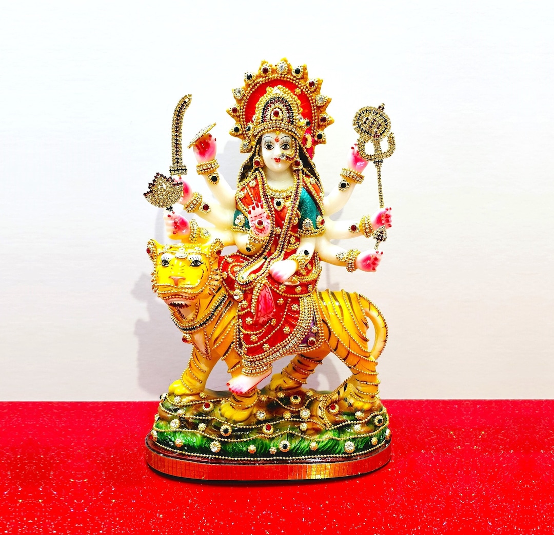 Rare Sherawali Mata Durga Stone Decorated Statue - Etsy