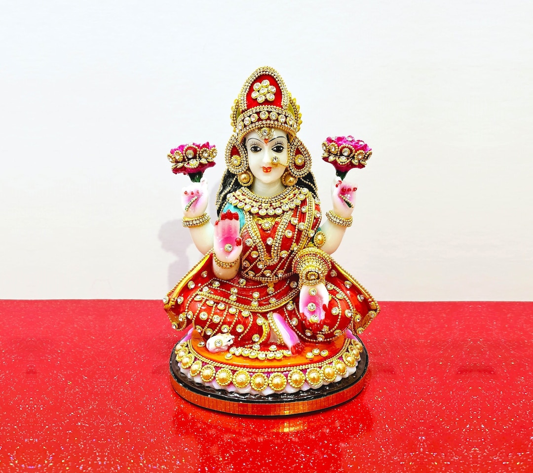 Rare Goddess Lakshmi / Laxmi Hand Stone Decorated Statue - Etsy