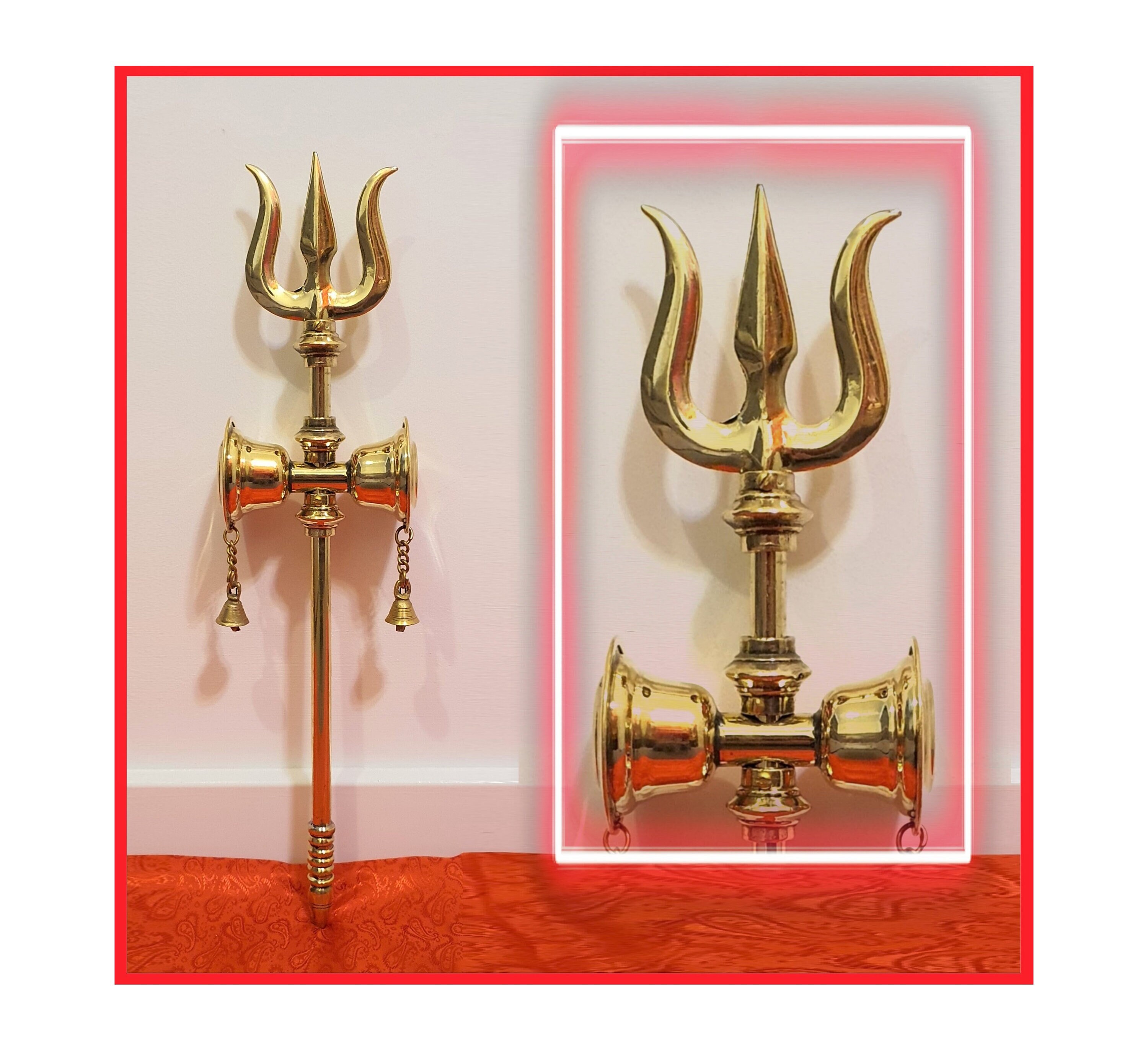 Brass Diya with Trisul Symbol Home Decor Home & Living etna.com.pe