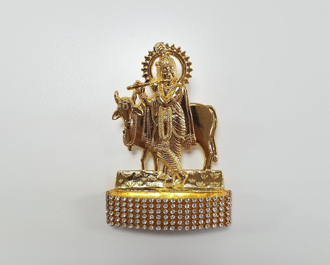Lord Krishna , Rare Stone Decorated, Gold Plated Idol Statue - Etsy
