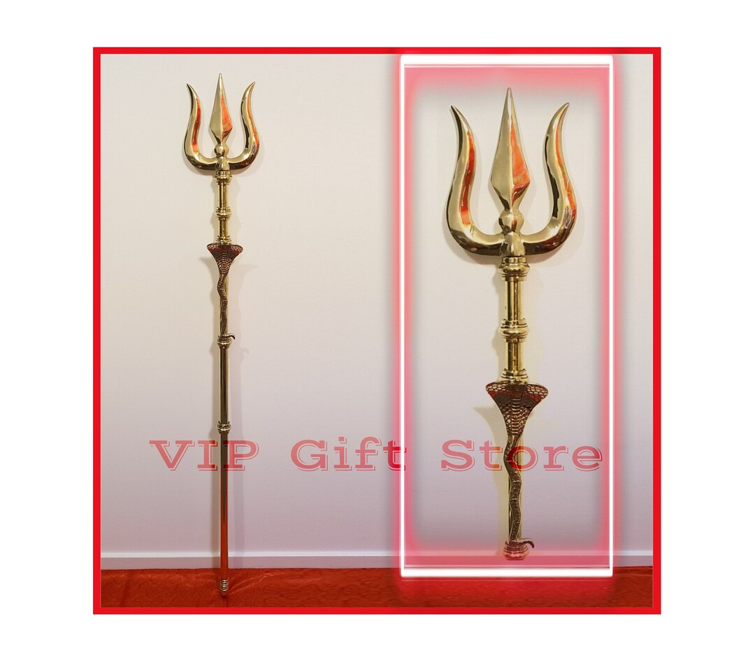 Large Lord Shiva 5 Feet Tall Brass Trishul trident, With Attached Snake ...