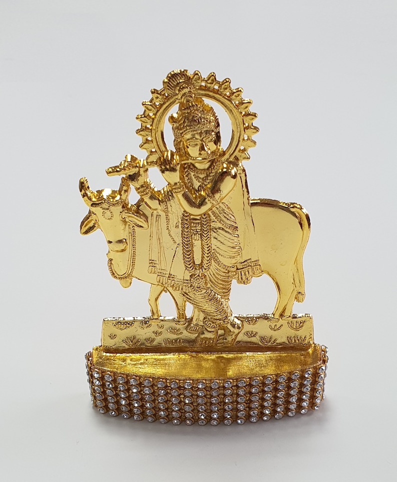 Lord Krishna , Rare Stone Decorated, Gold Plated Idol Statue - Etsy