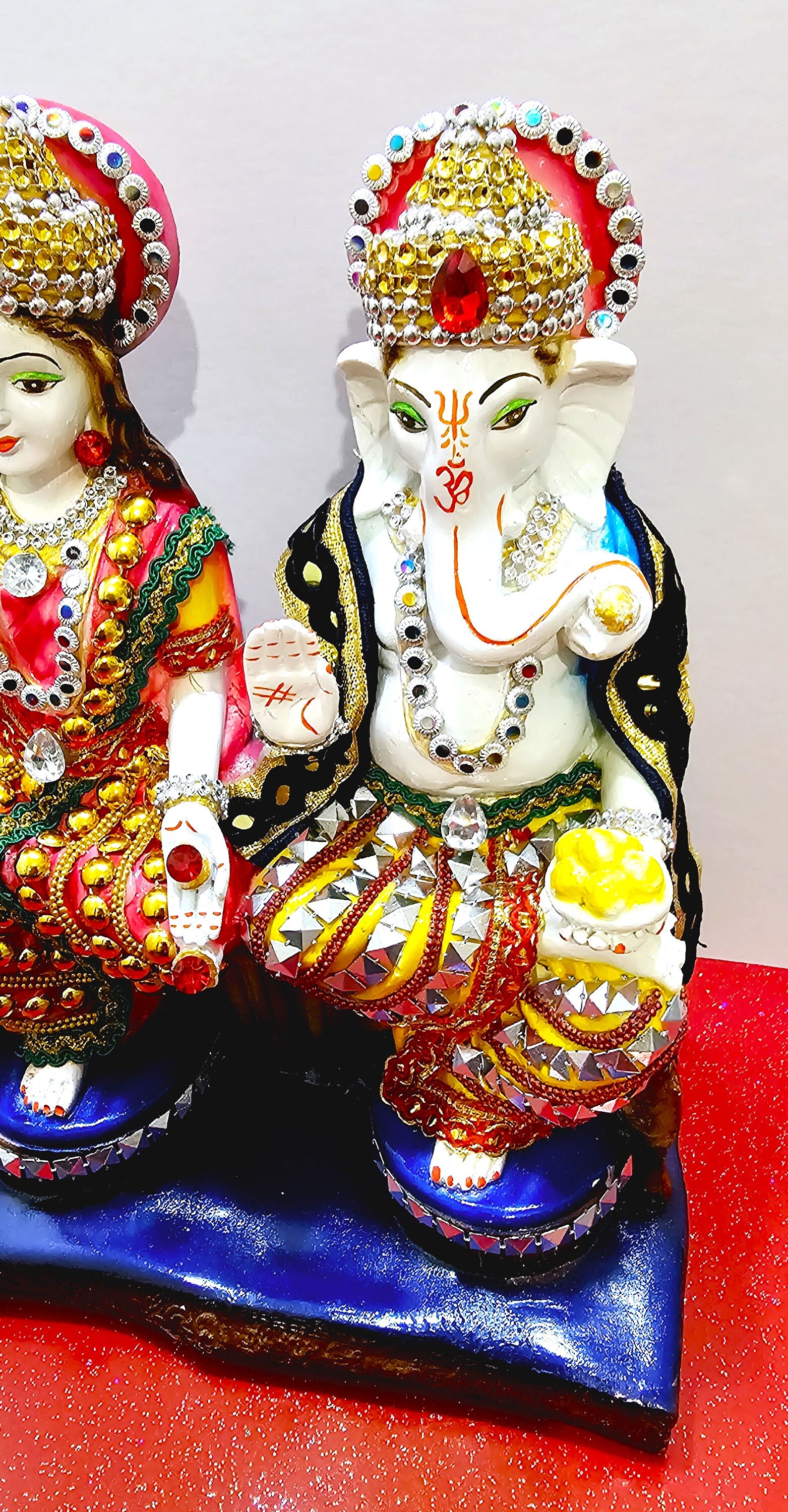 Rare Lord Ganesh , Goddess Lakshmi / Laxmi Stone Decorated Statue - Etsy