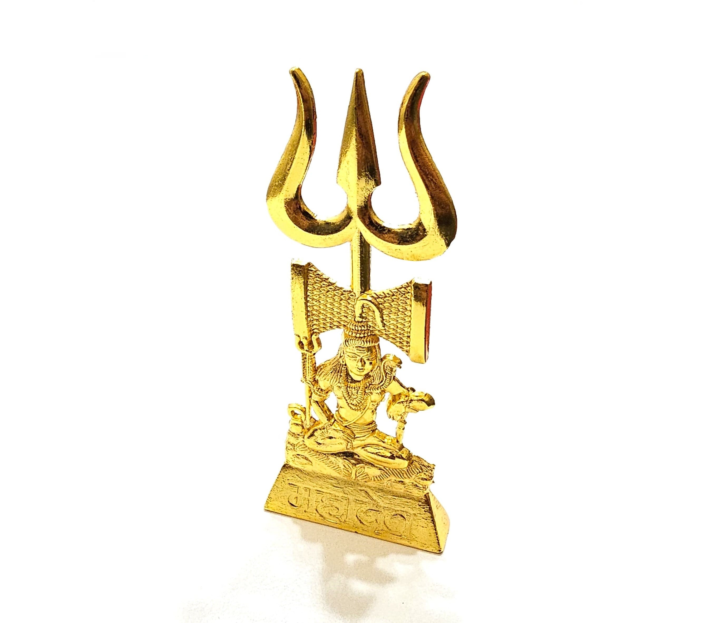 Rare Lord Shiva and Trishul ( Trident ) Gold Plated Statue - Etsy Australia