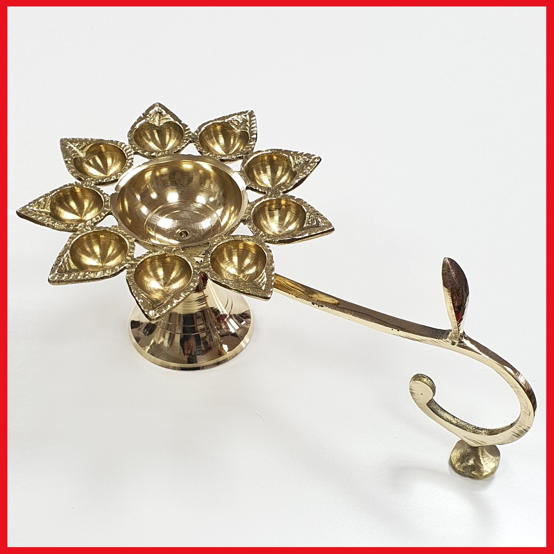 Brass Aarti Puja / Pooja / Diwali / Festival 9 Diya / Diva Lamp, - Etsy UK