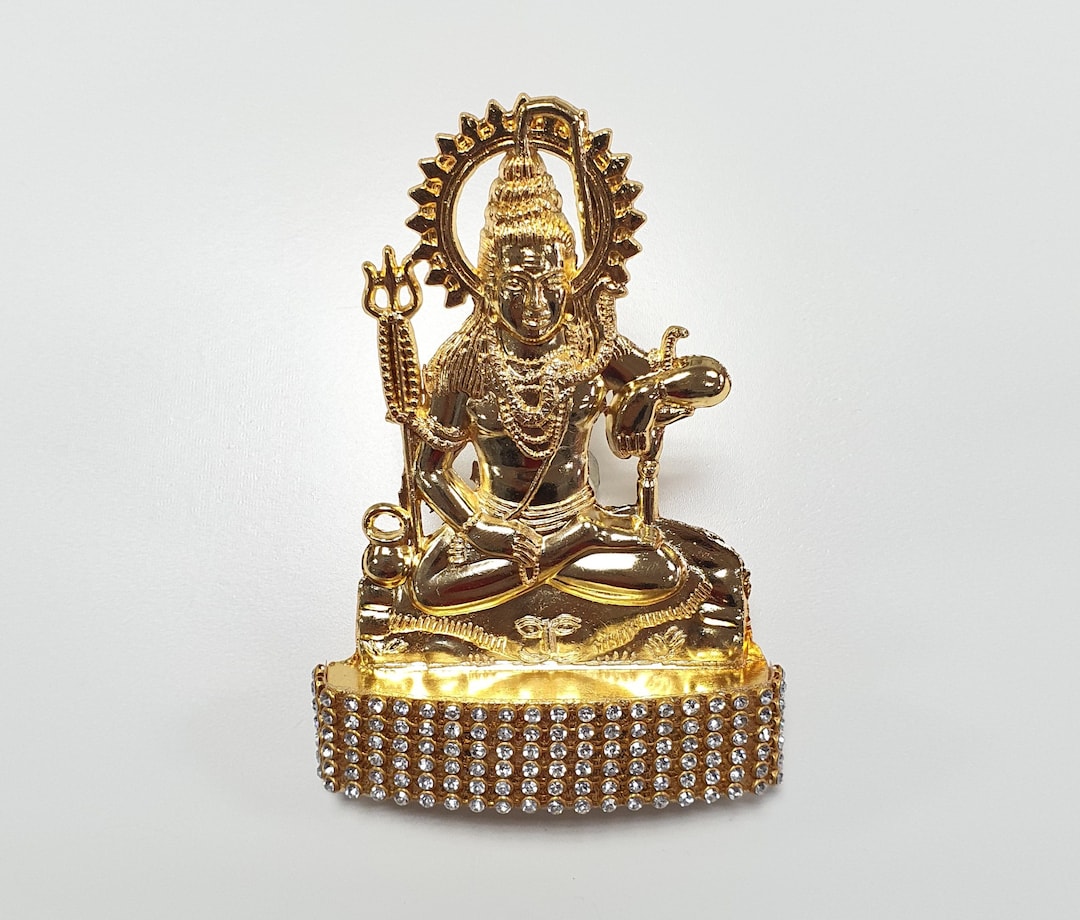 Lord Shiva , Rare Stone Decorated, Gold Plated Idol Statue - Etsy
