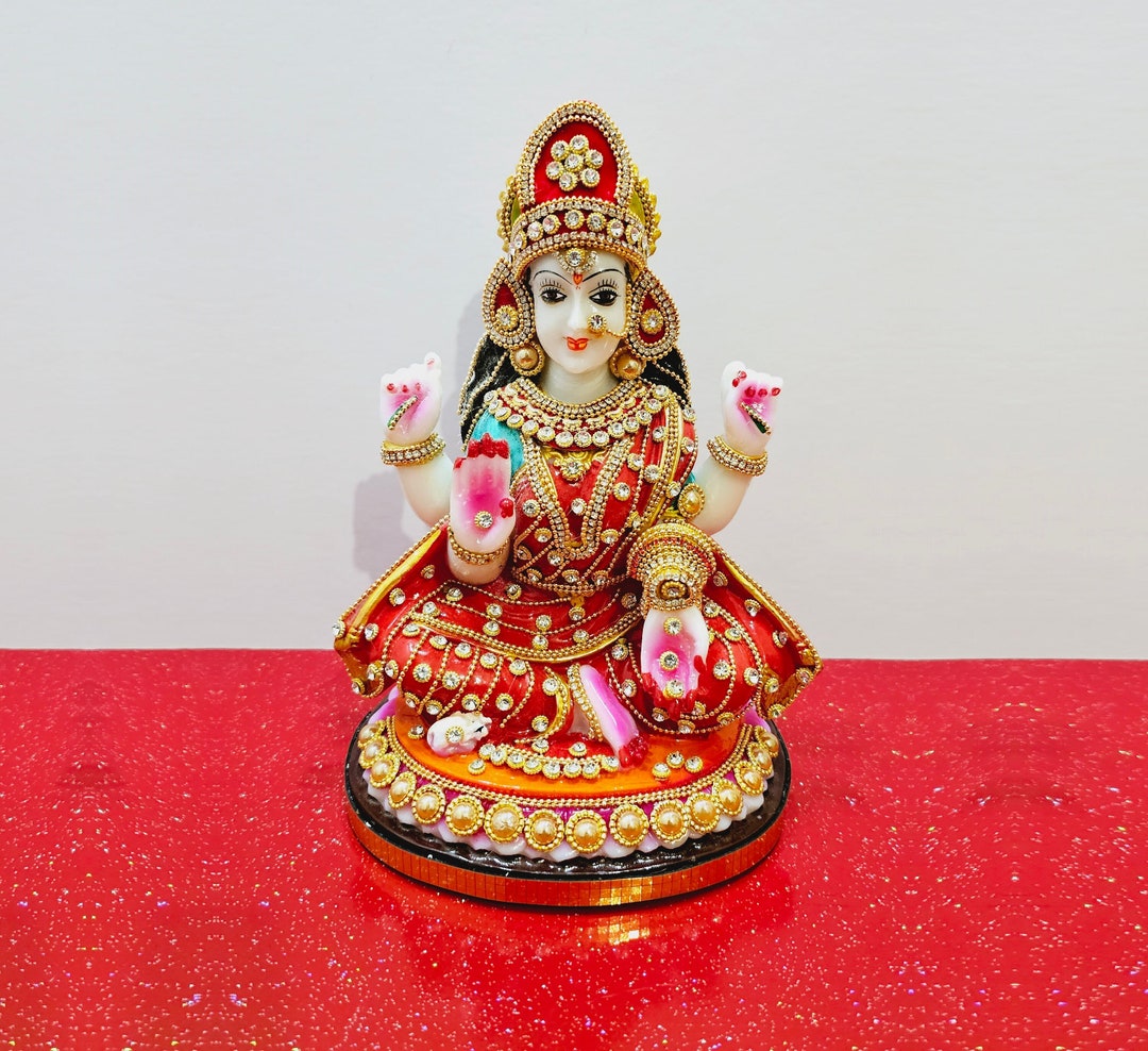 Rare Goddess Lakshmi / Laxmi Hand Stone Decorated Statue - Etsy