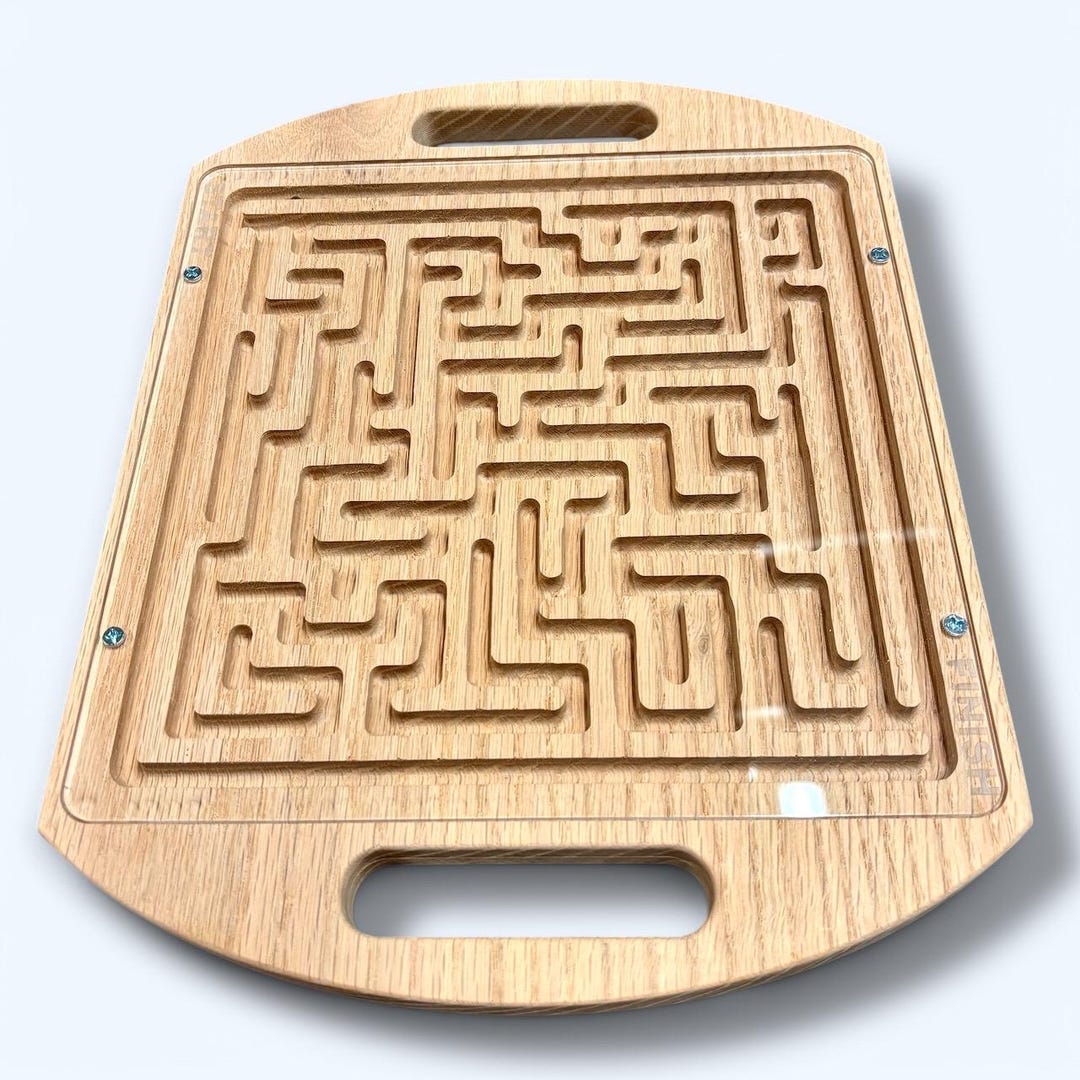 Large Wooden Marble Maze Game – Handcrafted Labyrinth Puzzle – Fun ...