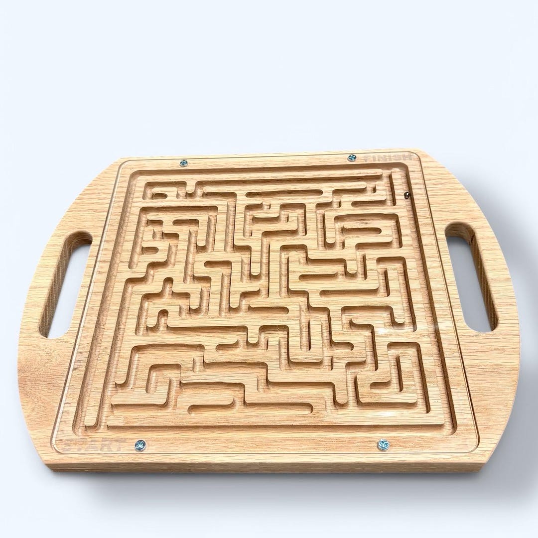 Large Wooden Marble Maze Game – Handcrafted Labyrinth Puzzle – Fun ...