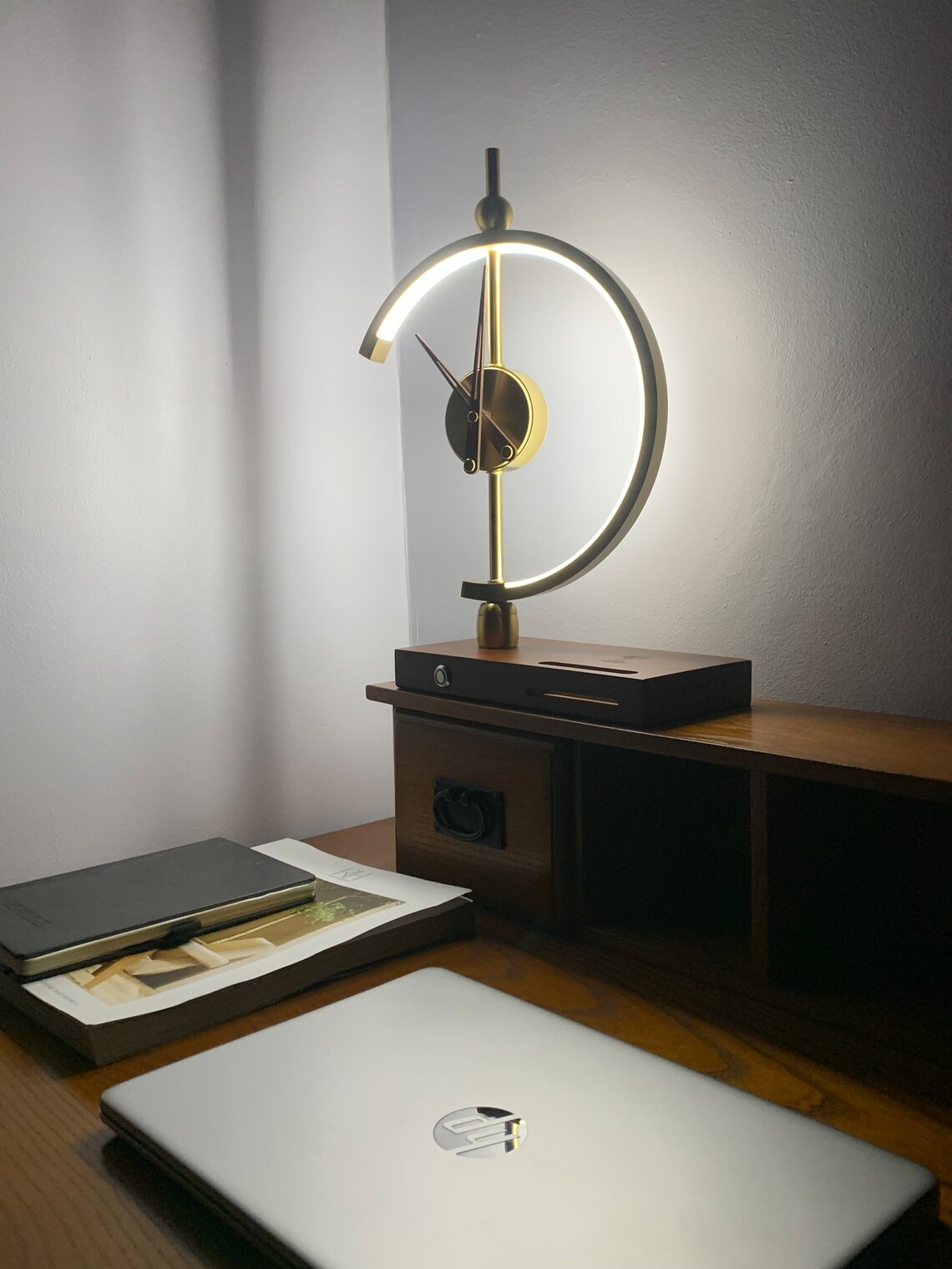 Modern LED Clock Shaped Table Lamp - Phone Charging - USB - Function ...