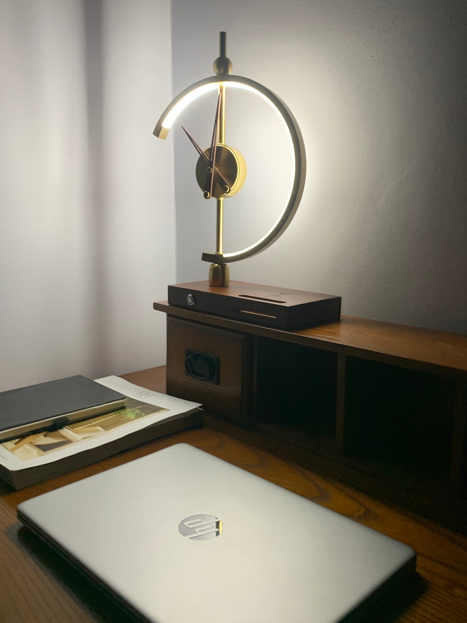 Modern LED Clock Shaped Table Lamp - Phone Charging - USB - Function ...