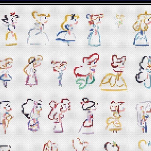 Jasmine Lace Silhouette Cross Stitch Pattern DIY Princess - Etsy