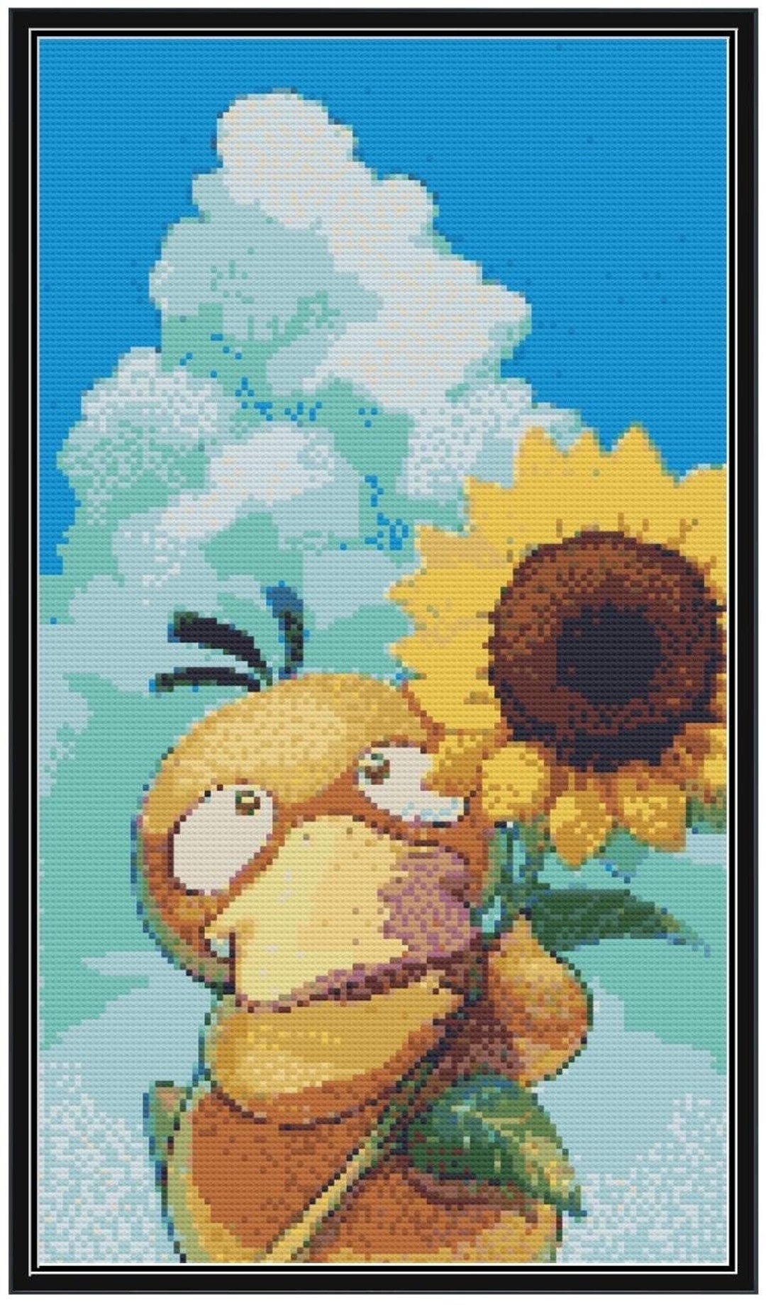 Psyduck With Sunflower Cross Stitch Pattern - Etsy